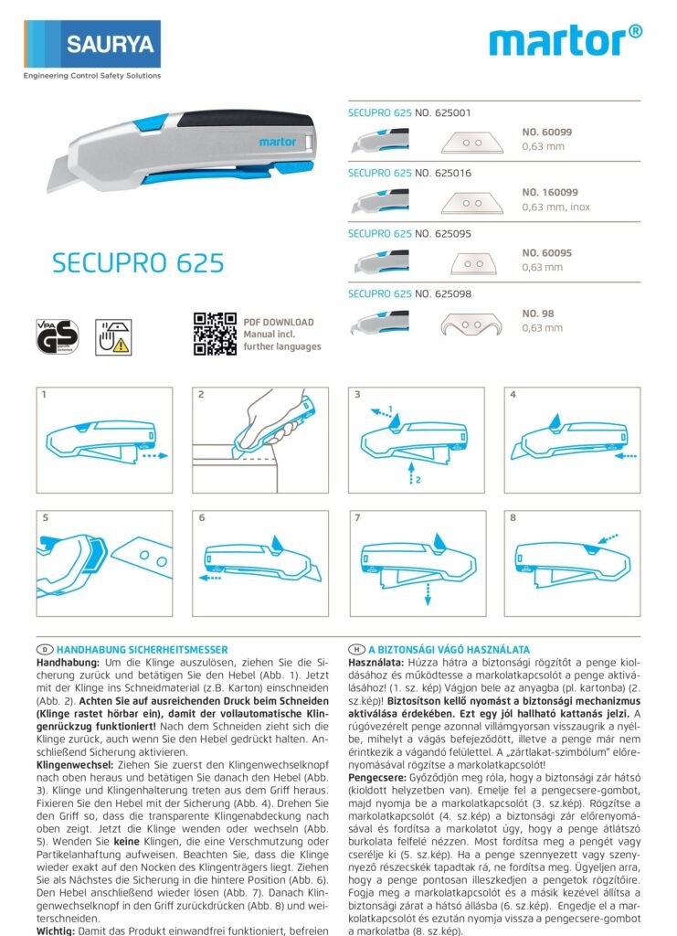 Secupro 625 Automatic Blade Retraction Safety Cutter | Saurya Safety